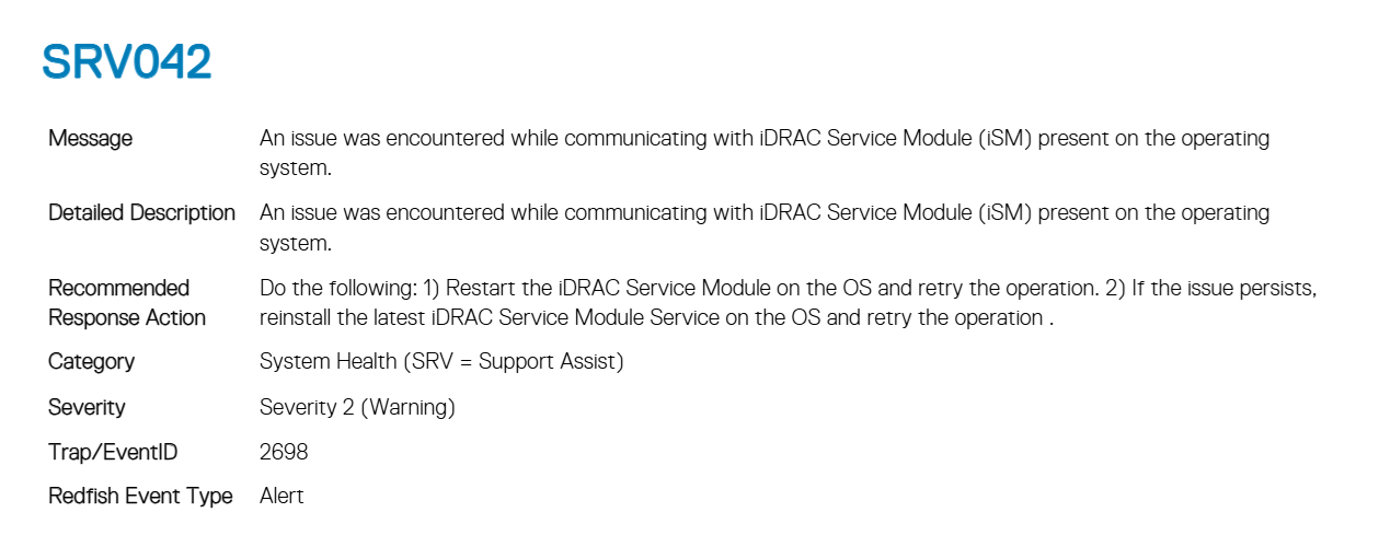 ‎iDRAC Service Module (iSM) 告警 | DELL Technologies